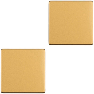 2 PACK Single SCREWLESS SATIN BRASS Blanking Plate Round Edged Wall ...