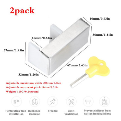 2 Pack Sliding Door Safety Lock Child Proof Window Patio Door Lock No ...