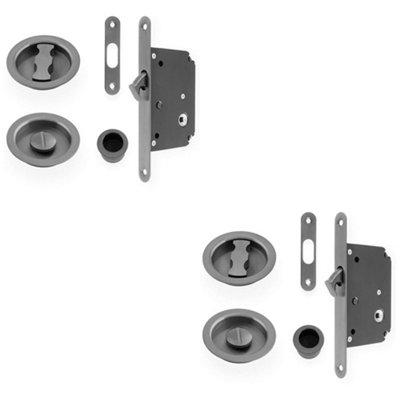 2 PACK - Sliding Pocket Door Lock & Latch Set - Dark Bronze Rounded ...