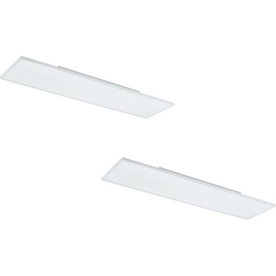 2 Pack Slim LED Ceiling and Wall Light - 1200mm White 33W Panel 4000K