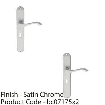 2 PACK - Slim Modern Scroll Latch & Lock Door Handle - Satin Chrome ...