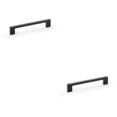 2 PACK - Slim Square Bar Pull Handle - Matt Black - 160mm Centres SOLID ...