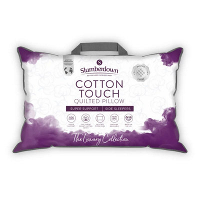 2 Pack Slumberdown Luxury Cotton Touch Quilted Pillow Firm Support ...