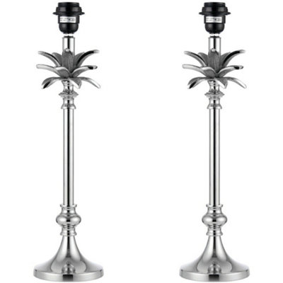 2 PACK Small Metal Table Lamp Polished Nickel Leaf BASE ONLY Palm Tree ...