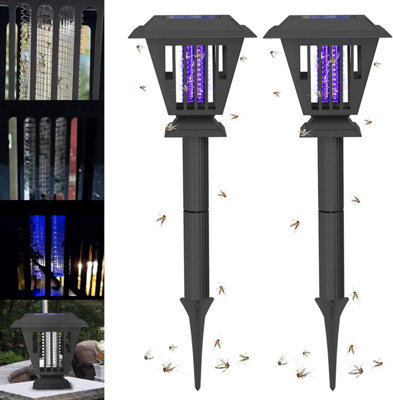 2 Pack Solar Insect Killer Lights Outdoor Waterproof LED Bug Zapper ...