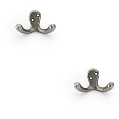 2 PACK - SOLID BRASS Victorian Double Robe Coat Hook - Wall Mounted ...