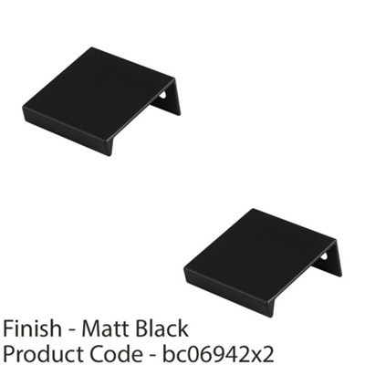 2 PACK - Square Edge Finger Pull Handle - Matt Black 40mm - Slim ...