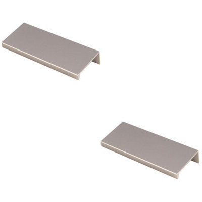 2 PACK - Square Edge Finger Pull Handle - Satin Nickel 100mm - Slim ...