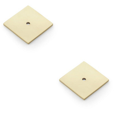 2 PACK - Square Kitchen Door Knob Backplate - Satin Brass 45mm x 45mm ...