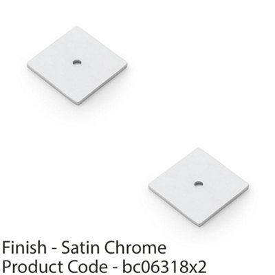 2 PACK - Square Kitchen Door Knob Backplate - Satin Chrome 38mm x 38mm ...