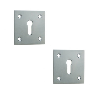 2 PACK Square Polished Chrome Door Escutcheon 50x50mm for Modern ...