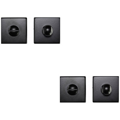 2 PACK - Square Rose Thumbturn & Release Lock - Matt Black - Bathroom ...