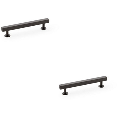 2 PACK - Straight Square Bar Pull Handle - Dark Bronze 128mm Centres ...