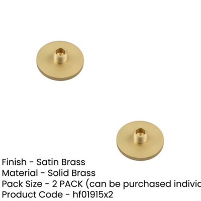 2 PACK Stylish 50mm Satin Brass Knurled Wall Mounted Door Stops - Solid ...