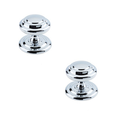 2 PACK Stylish Polished Chrome Door Knob 102mm for Elegant Interiors - External Front Door Knob
