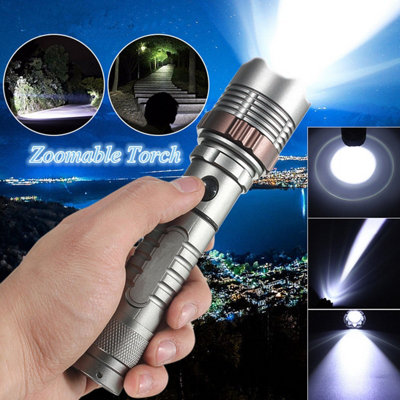 2 Pack Super Bright LED Rechargeable Zoomable Tactical Torches