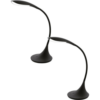 2 PACK Table Lamp Colour Black Sweeping Curve Design Touch To DIm LED 4 ...