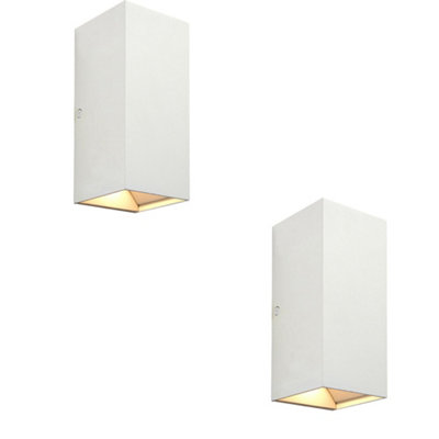 2 PACK Twin Outdoor Rectangular Wall Light - 2 x 5.5W CCT LED - Matt ...