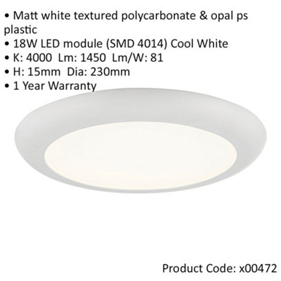 2 PACK Ultra Slim Recessed Ceiling Downlight - 18W Cool White LED ...