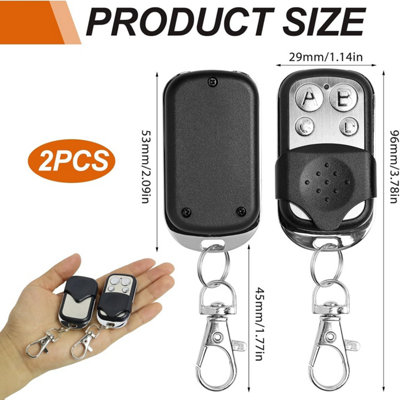 2-Pack Universal Garage Door Remote, 433.92 MHz Rolling Code, 4-Button Wireless Control