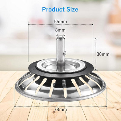 2 Pack Upgraded Kitchen Sink Plug Strainer Stainless Steel Strainers ...