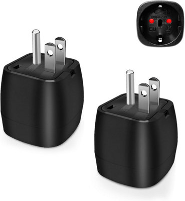 2-Pack USA Plug Adapter, FR 2-Pin to US 3-Pin for Canada, Mexico ...