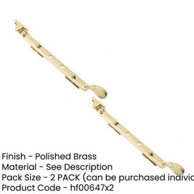 2 PACK Victorian Casement Stays 250mm in Polished Brass for Elegant ...