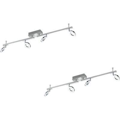 2 PACK Wall 6 Spot Light Aluminium Chrome Shade Satined Plastic LED 3 ...