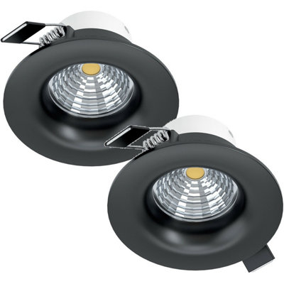 2 PACK Wall / Ceiling Flush Downlight Black Aluminium 6W LED 88mm Round ...