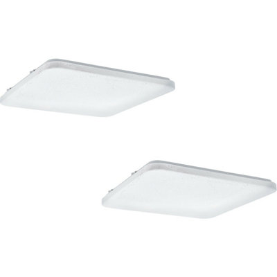 2 PACK Wall Flush Ceiling Light White Shade White With Crystal Effect ...