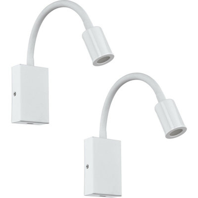 2 PACK Wall Light Colour White Steel & Plastic Rocker Switch LED 3.5W ...