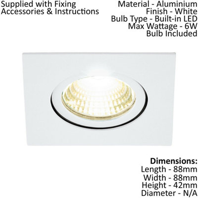 2 Pack White LED Recessed Downlights for Wall and Ceiling - 6W Modern ...
