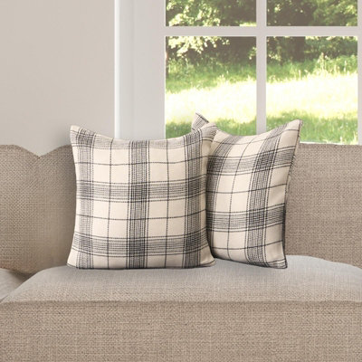 2 Pack Woven Check Cushion Covers Printed Soft | DIY at B&Q