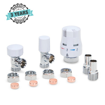 2 Pack x LavaTap Thermostatic Radiator Valve Angled TRV & Lockshield ...