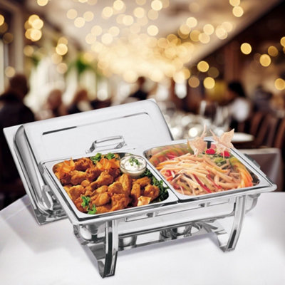 2 Pans Chafing Dish Set Stainless Steel 8.5l Party Cater Food Warmer ...