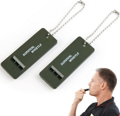 2 PCS 120 dB Emergency Whistles Flat Safety Survival Whistle Multi ...