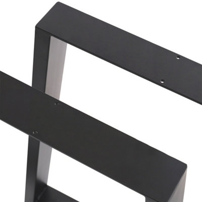 2 Pcs Black Furniture Legs Trapezoidal Metal Table Legs for Home DIY W 29.5 x H