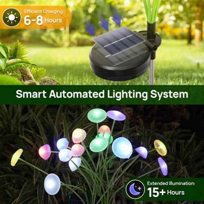 2 pcs Dual Mode Solar Garden Lights LED Mushroom Jellyfish Decorative ...