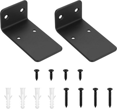 2 Pcs Floating Shelf Brackets 3 5 Inch Heavy Duty Black Metal L Wall ...