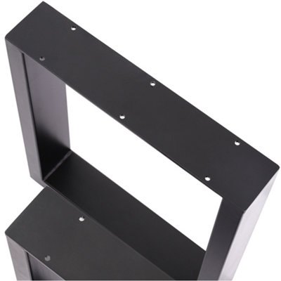 2 Pcs Industrial Black Rectangular Iron Table Legs, W 35cm & H 40cm for ...