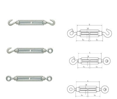 2 pcs of M6 Hook - Hook Turnbuckle Tensioner for Wire Tension Garden Rope Hooks Cable Garden ...