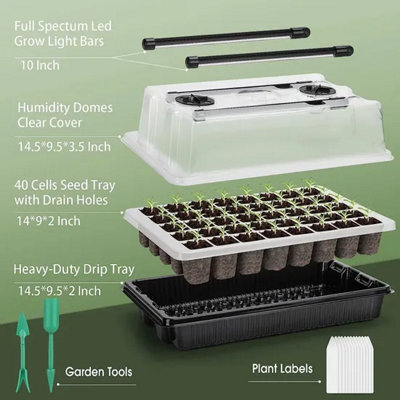 2 pcs Seed starter tray with grow light, 36-cell seed germination kit ...