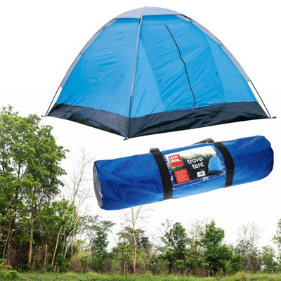 2 Persons Blue Tent With Fibreglass Poles, Groundsheet & Zip Opening Door