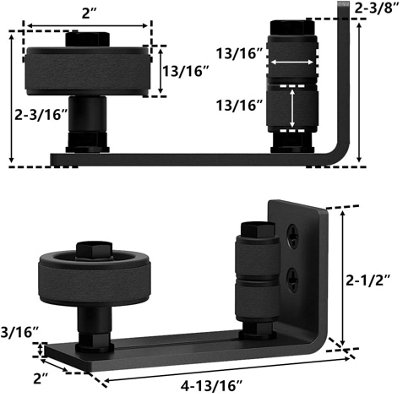 2 piece barn door floor track wall mounted roller set, 8 installation ...
