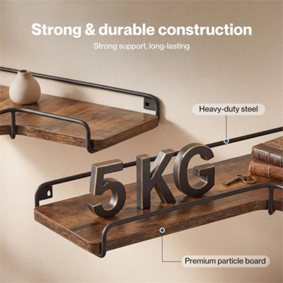 2 Piece Floating Corner Shelf Set - Wall Mounted Space Saver