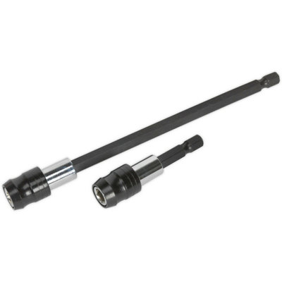 2 Piece Quick Chuck Bit Holder Set - 60mm & 100mm Lengths - 1/4" Hex ...