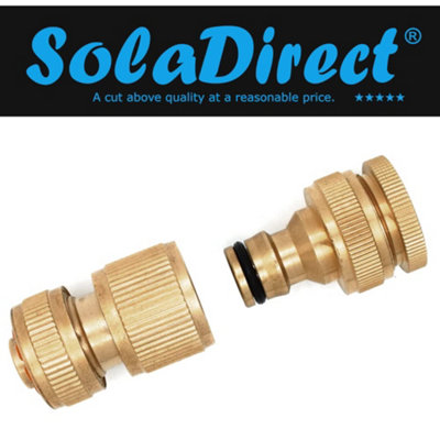 2 Pieces Brass Set, 1/2" and 3/4" Tap Connector with Quick Hose End ...