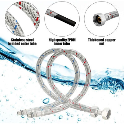 2 pieces flexible kitchen faucet g3/8 x m10 x 60cm flexible faucet ...