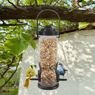 2 Pieces Green Wild Garden Bird Seed Feeder Metal Hanging Loop FlipTop