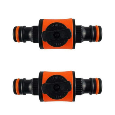 2 pieces of 1/2" Garden Hose Pipe In line Tap Shut Off Valve Fitting ...